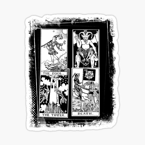 "Tarot Grunge Black and White Rider Waite" Sticker for Sale by tanabe ...