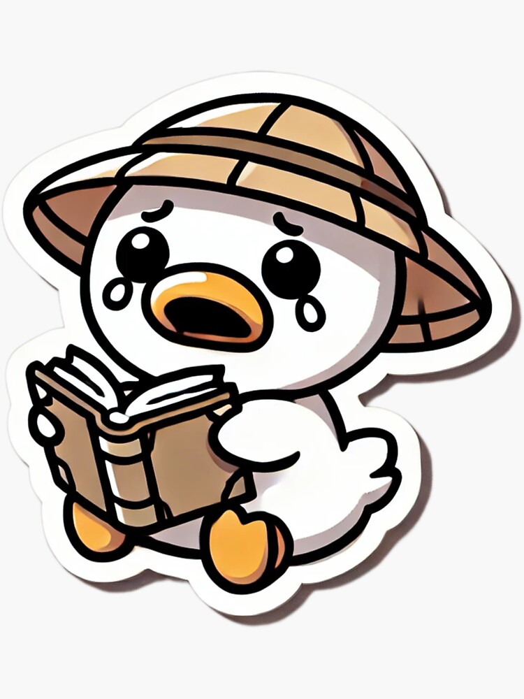 Pegatina for Sale con la obra «PATO LLORANDO Y LEYENDO UN LIBRO» de ...