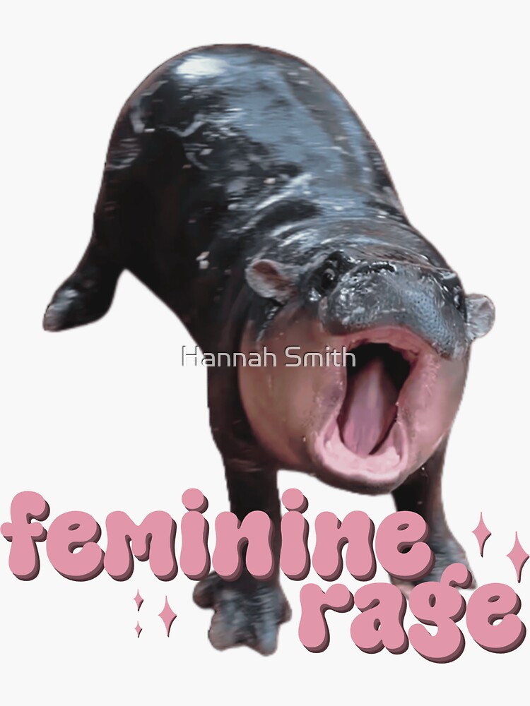 "Moo Deng Feminine Rage" Sticker for Sale by hnnhsmth95 | Redbubble