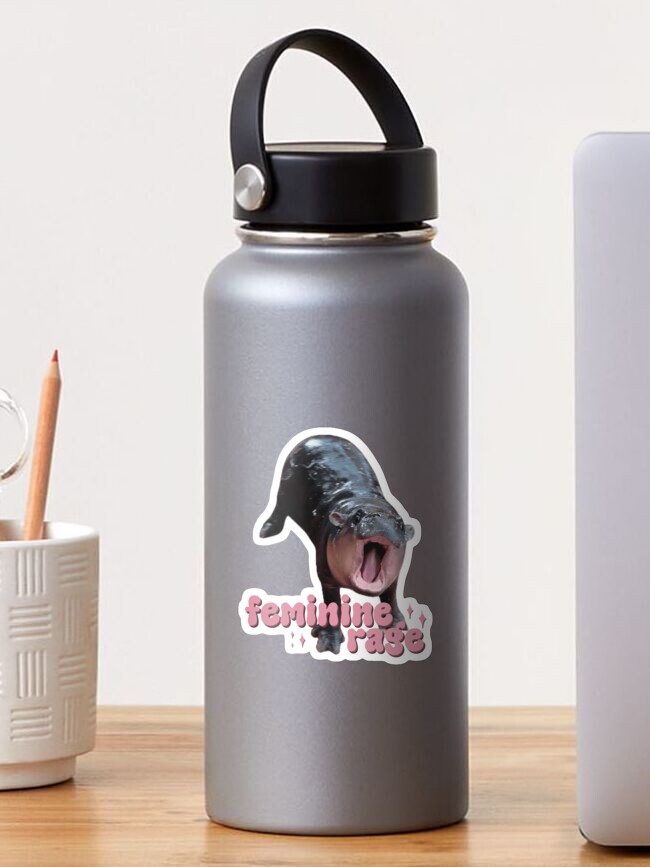 "Moo Deng Feminine Rage" Sticker for Sale by hnnhsmth95 | Redbubble
