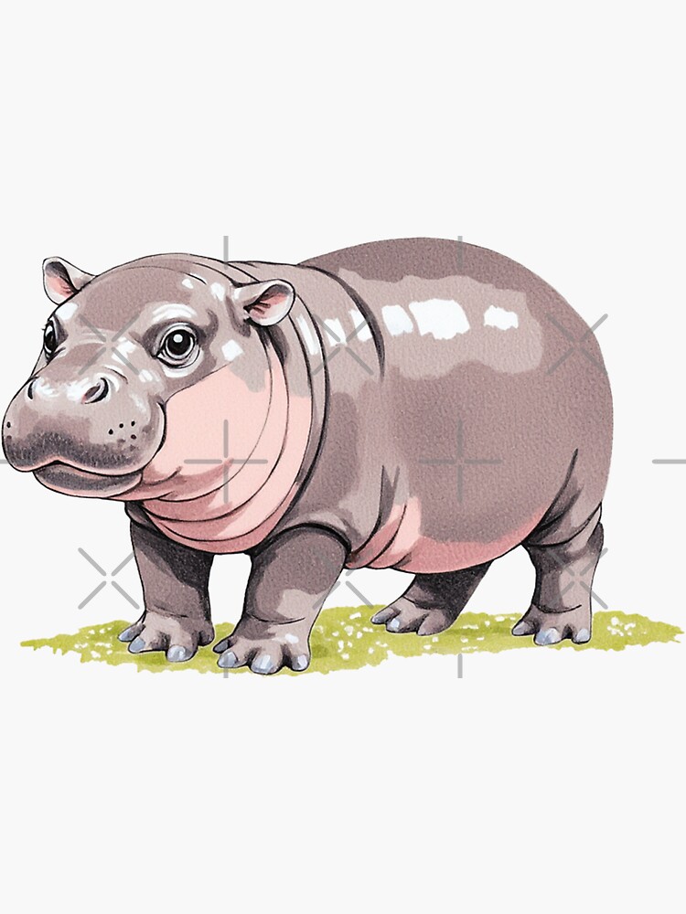 "Cute Hippo Moo Deng Pygmy Hippopotamus" Sticker for Sale by Ai-Florist ...