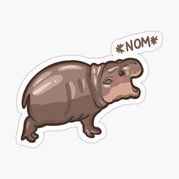 "Moo Deng - Nom" Sticker for Sale by Inkcauldron | Redbubble