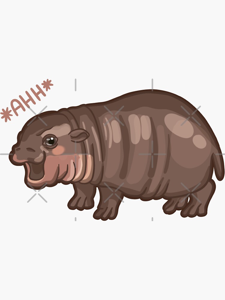 "Moo Deng - Ahh" Sticker for Sale by Inkcauldron | Redbubble