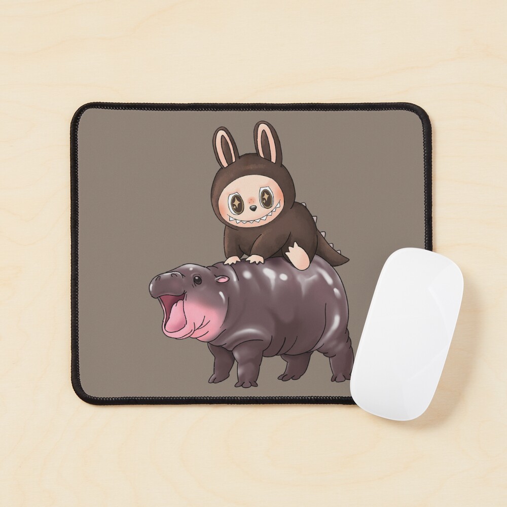 "Labubu Riding Moo Deng Macaron Zimomo Cute" Sticker for Sale by ...