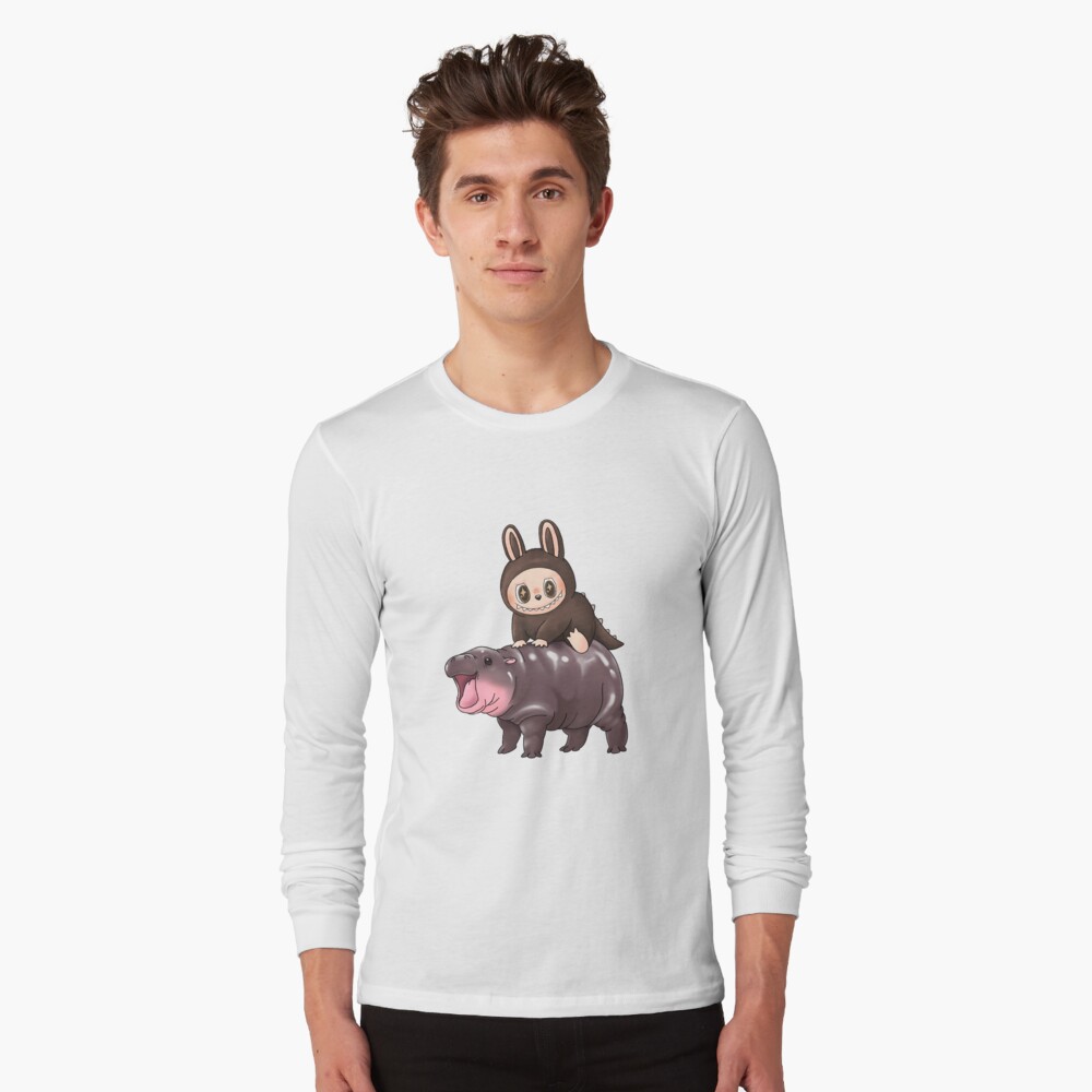 "Labubu Riding Moo Deng Macaron Zimomo Cute" Sticker for Sale by ...