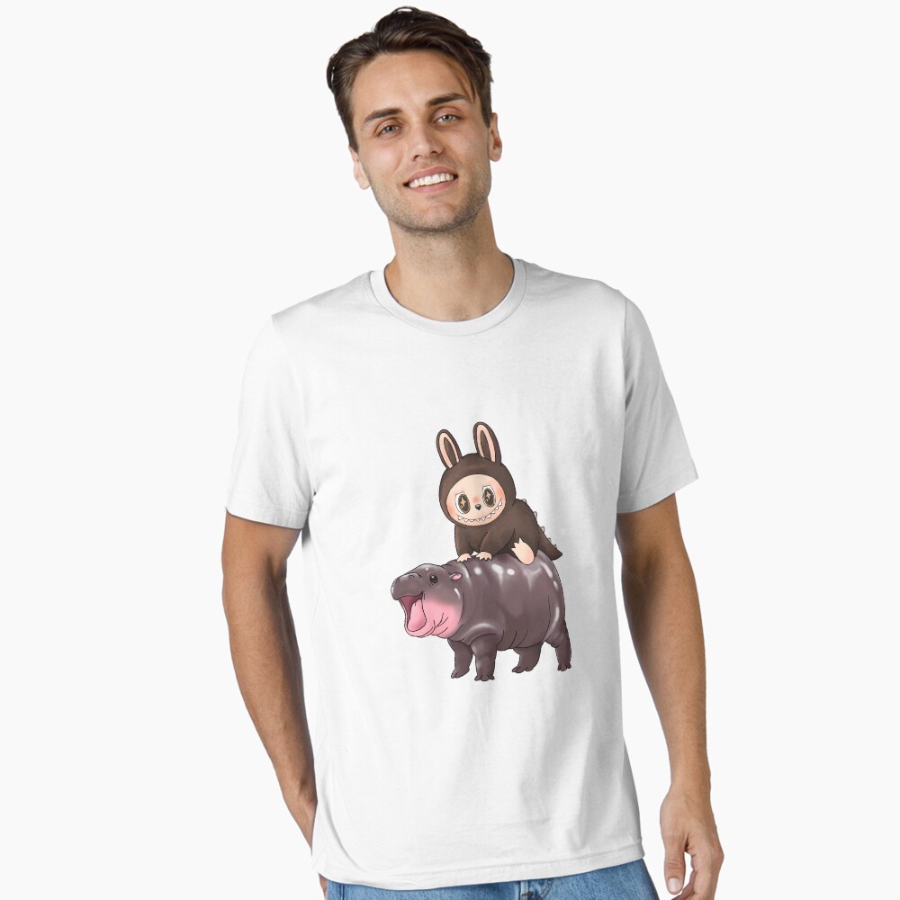 "Labubu Riding Moo Deng Macaron Zimomo Cute" Sticker for Sale by ...