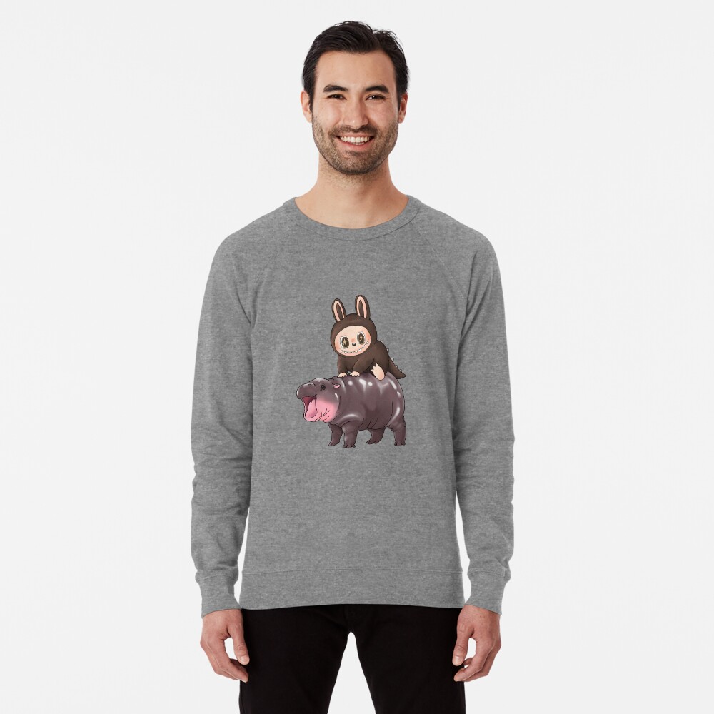 "Labubu Riding Moo Deng Macaron Zimomo Cute" Sticker for Sale by ...