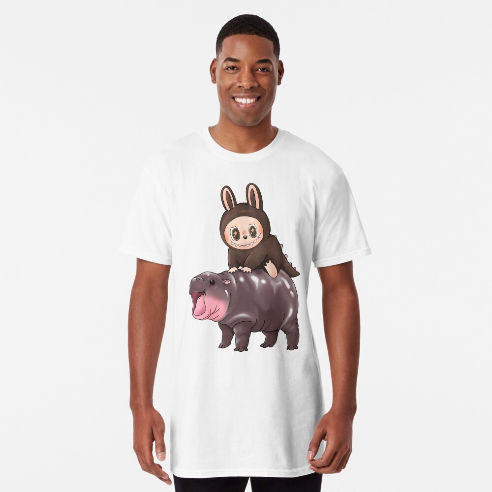 "Labubu Riding Moo Deng Macaron Zimomo Cute" Sticker for Sale by ...