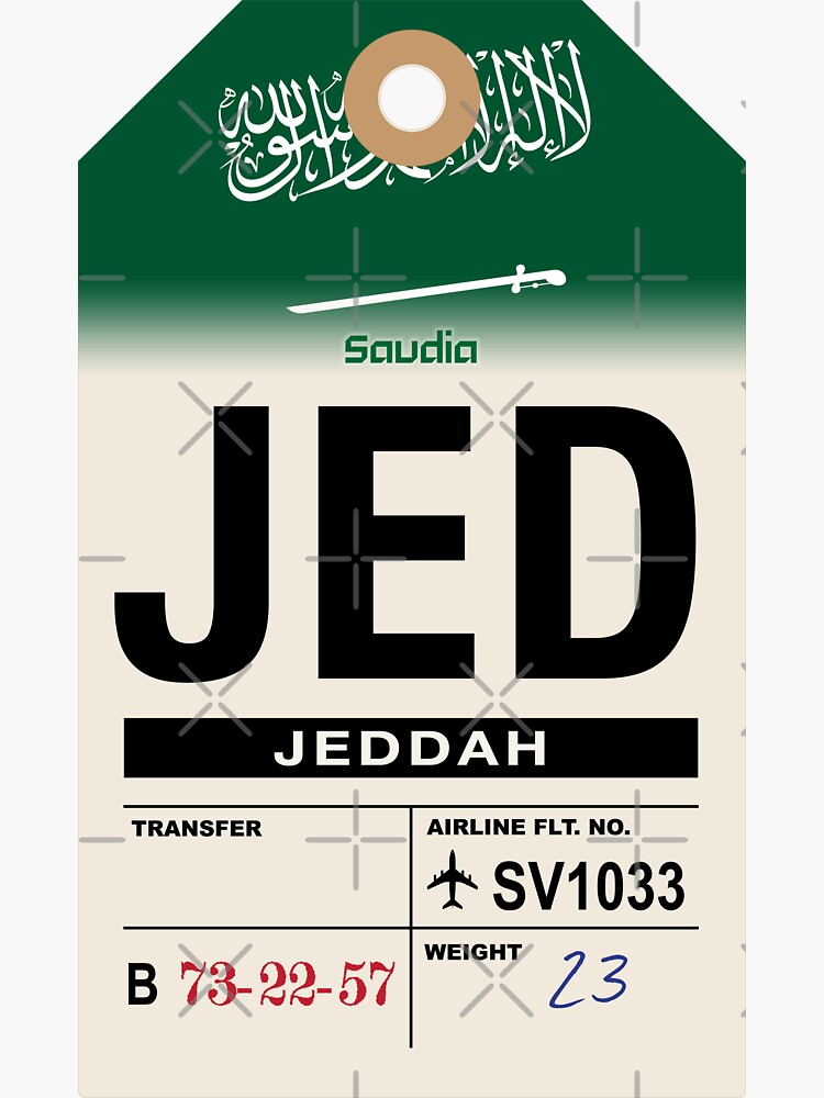 "Jeddah (JED) Saudi Arabia Airline Luggage Tag" Sticker for Sale by ...