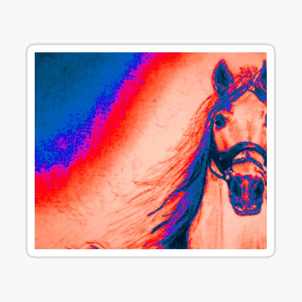 "Neon Blue Orange Stallion" Sticker by hdettman | Redbubble