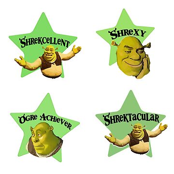 "Shrek ogre shrexy shrekcellent swamped funny pun pack" Sticker for ...