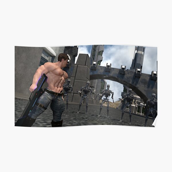 "Dystopia hero against the killer robots" Poster by 3D-Warrior | Redbubble
