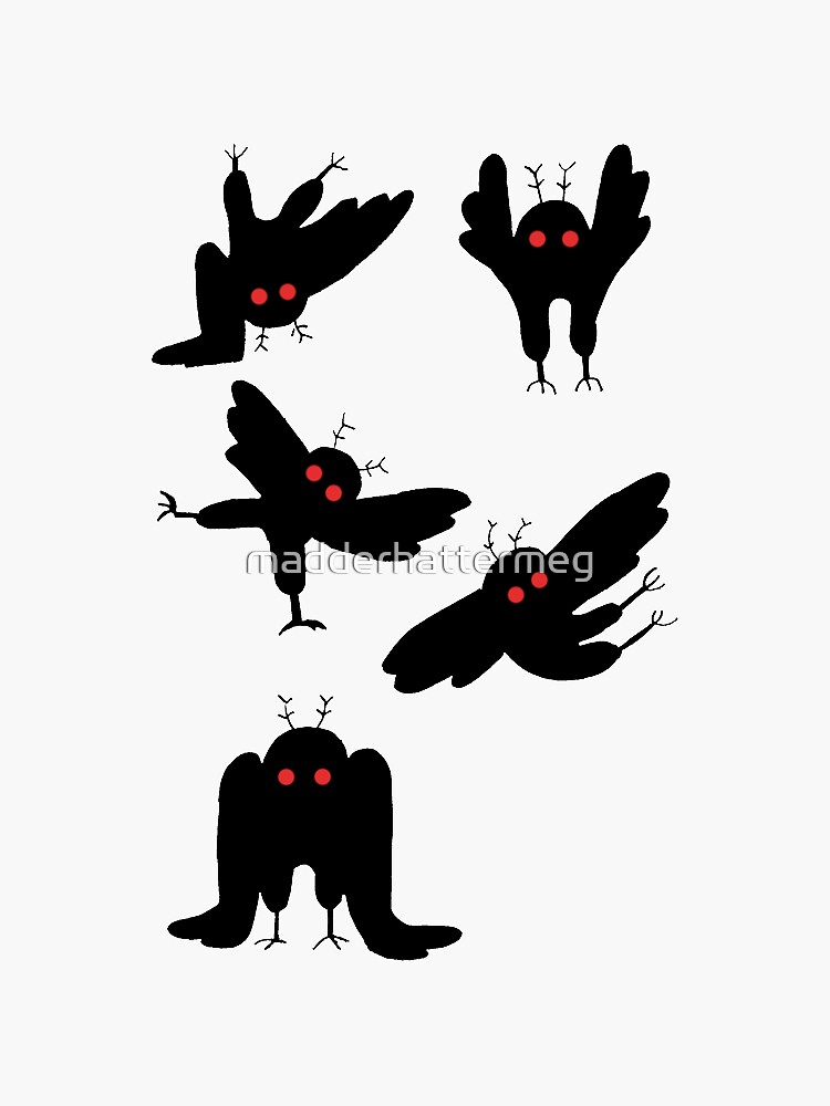 "Mothman Stickers" Sticker for Sale by madderhattermeg | Redbubble