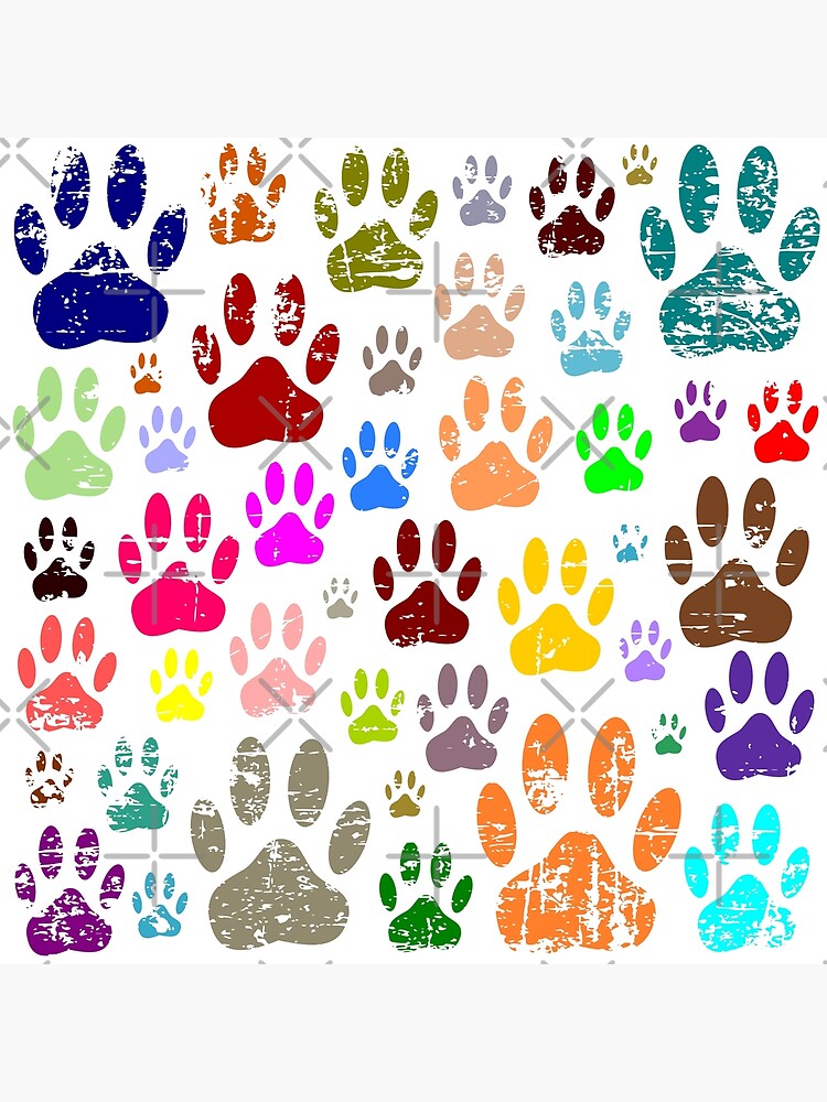 "Distressed Colorful Dow Paw Prints" Art Print for Sale by Almdrs ...