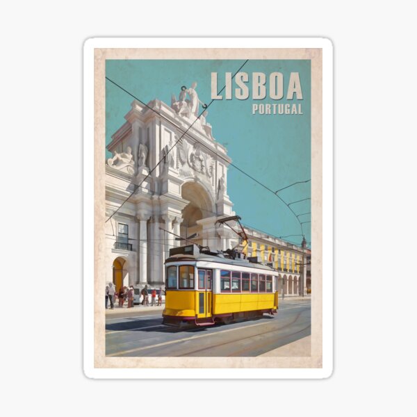 "Yellow Tram, Augusta Street Arch. Lisbon, Portugal" Sticker for Sale ...