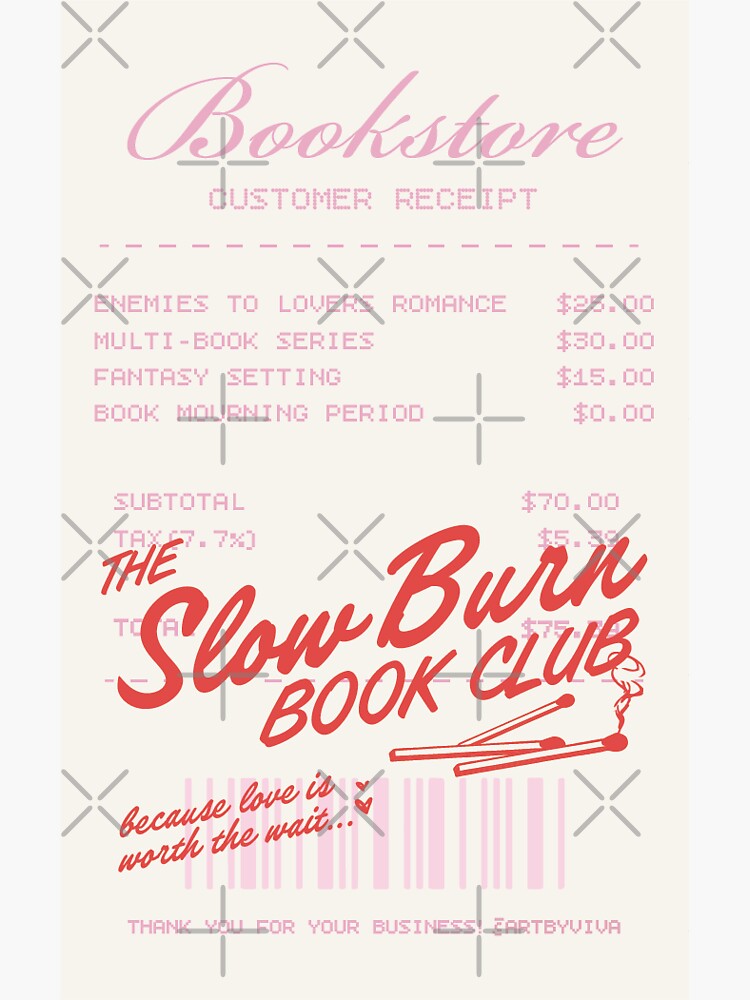 "Slow Burn Book Club Customer Receipt Bookish Kindle Stickers | Bookish ...