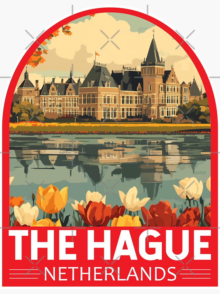 "The Hague Netherlands Travel Art Emblem" Sticker for Sale by ...