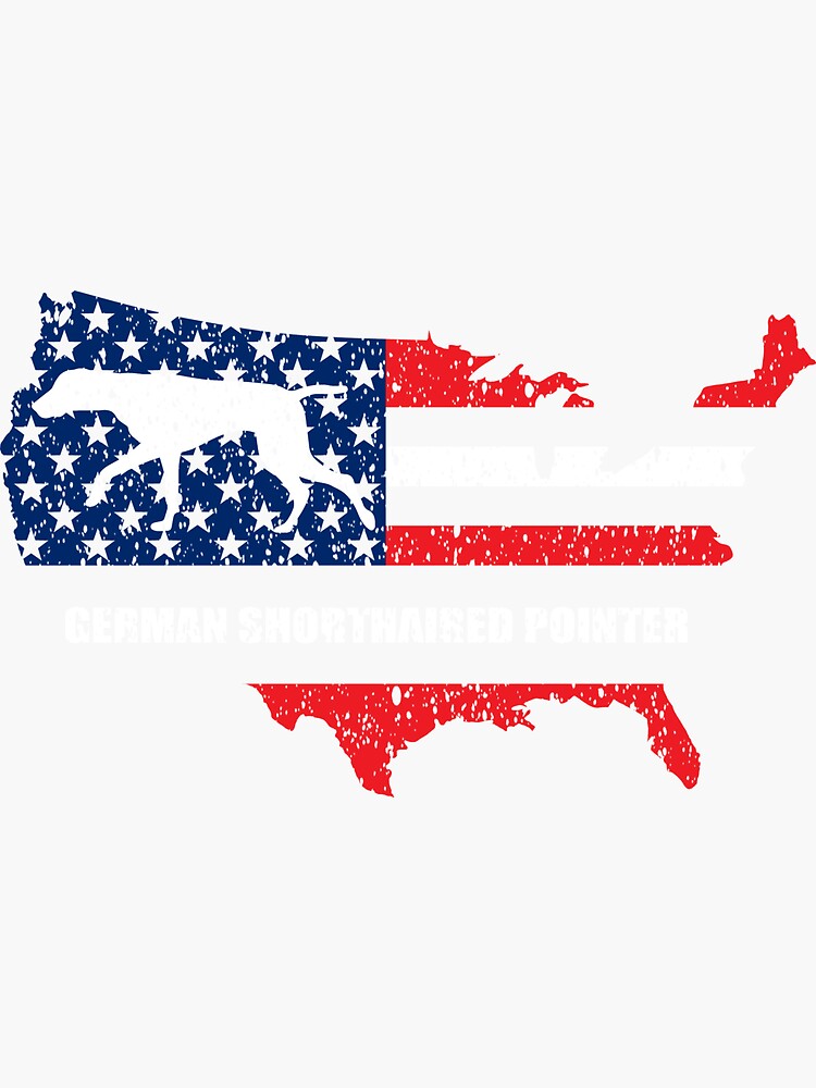 "German Shorthaired Pointer GSP American Flag" Sticker by ...