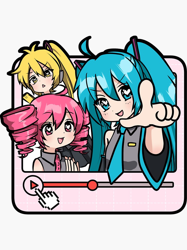 "Triple Baka Kasane Teto Akita Neru Hatsune Miku VOCALOID Playlist Song Sticker" Sticker for ...