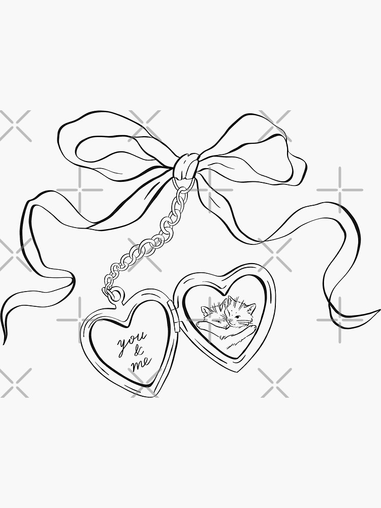 "heart locket cats" Sticker for Sale by delicate-pov | Redbubble