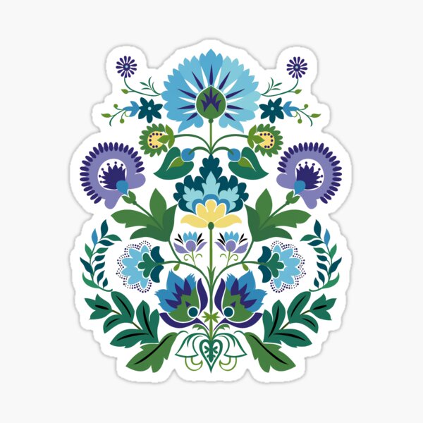 "Polish Flowers Pattern | wycinanki | Folklore | Folk Art" Sticker for ...