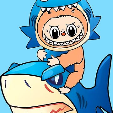 "POP MART Labubu Baby Shark Cute Cartoon By Popmart" Sticker for Sale ...