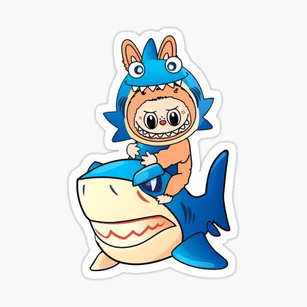 "POP MART Labubu Baby Shark Cute Cartoon By Popmart" Sticker for Sale ...
