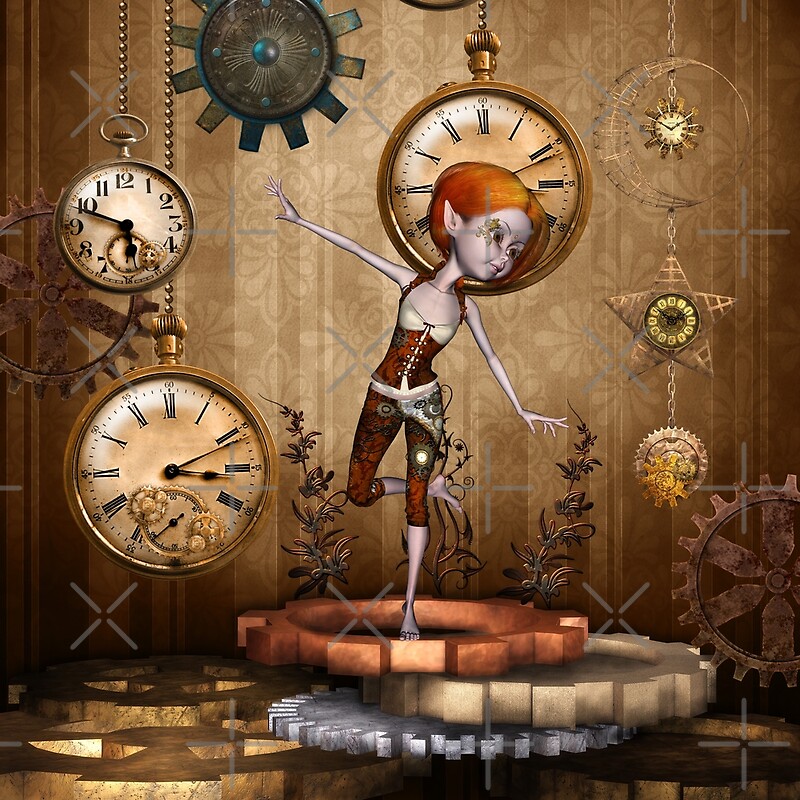 "Cute little steampunk girl with clocks and gears" by nicky2342 | Redbubble
