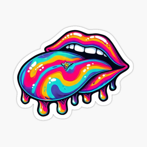 "Psychedelic Lips Drip" Sticker for Sale by 71111DESIGNS | Redbubble