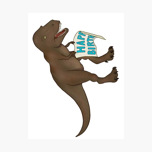 "Awkward B-day Dino" Photographic Print by Imaplatypus | Redbubble