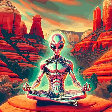 "Meditating Alien at Sedona Arizona" Sticker for Sale by RayCrimson ...