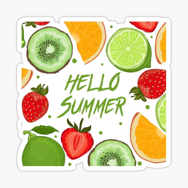 "Hello summer fruit splash" Sticker for Sale by designbox01 | Redbubble