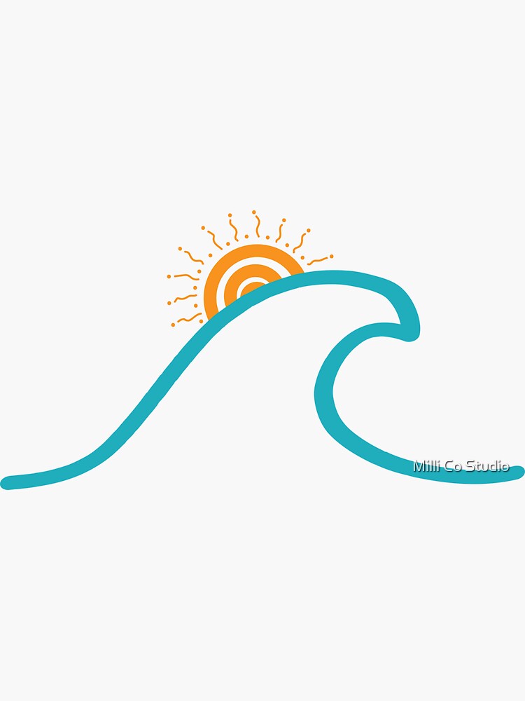 "Tidal Wave And Sun" Sticker by quirkyandkind | Redbubble