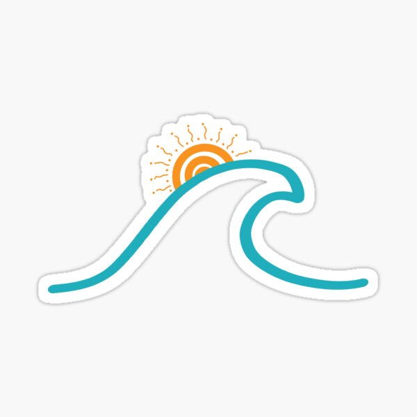 "Tidal Wave And Sun" Sticker by quirkyandkind | Redbubble