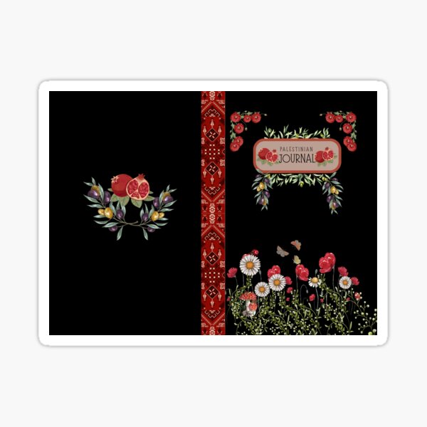 "Palestinian Tatreez & Olive Branches Art" Black Edition" Sticker for Sale by salmaalrayes ...