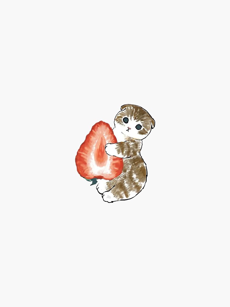 "Mofusand Holding Strawberry" Sticker for Sale by penny555 | Redbubble