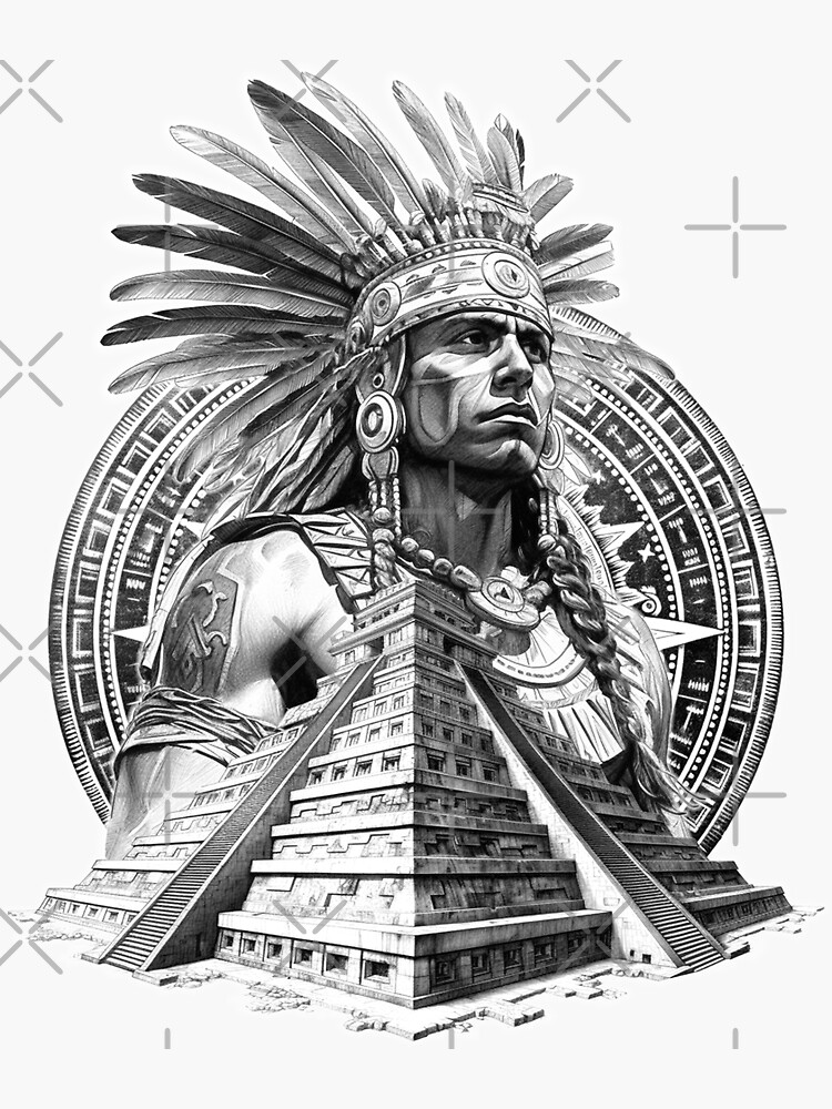 "Mexican Aztec Warrior Calendar Mexico Mayan Maya Azteca " Sticker for ...
