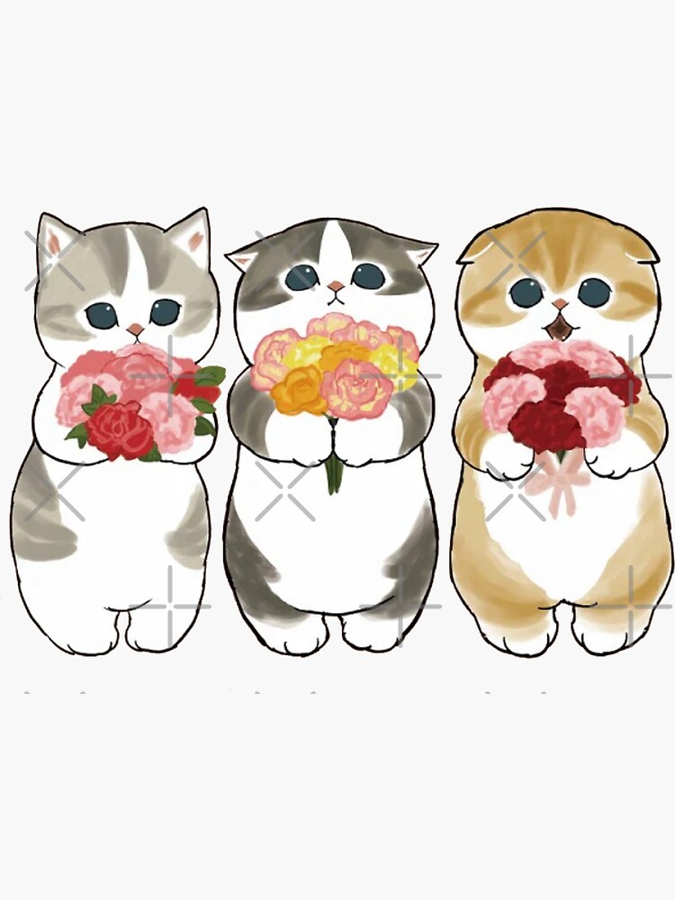"Mofusand Holding Flowers" Sticker for Sale by penny555 | Redbubble