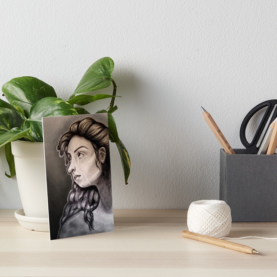 "Crying Renaissance Woman Pencil Drawing" Art Board Print by ...