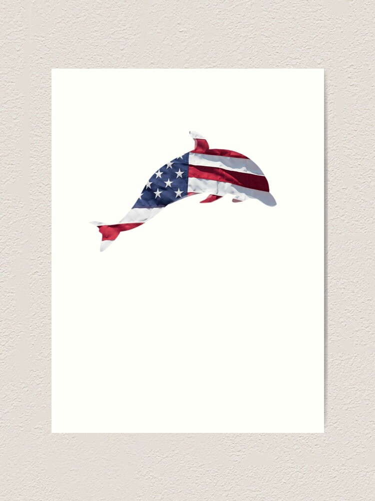 "American Flag Patriotic Dolphin Fourth of July Design" Art Print by ...