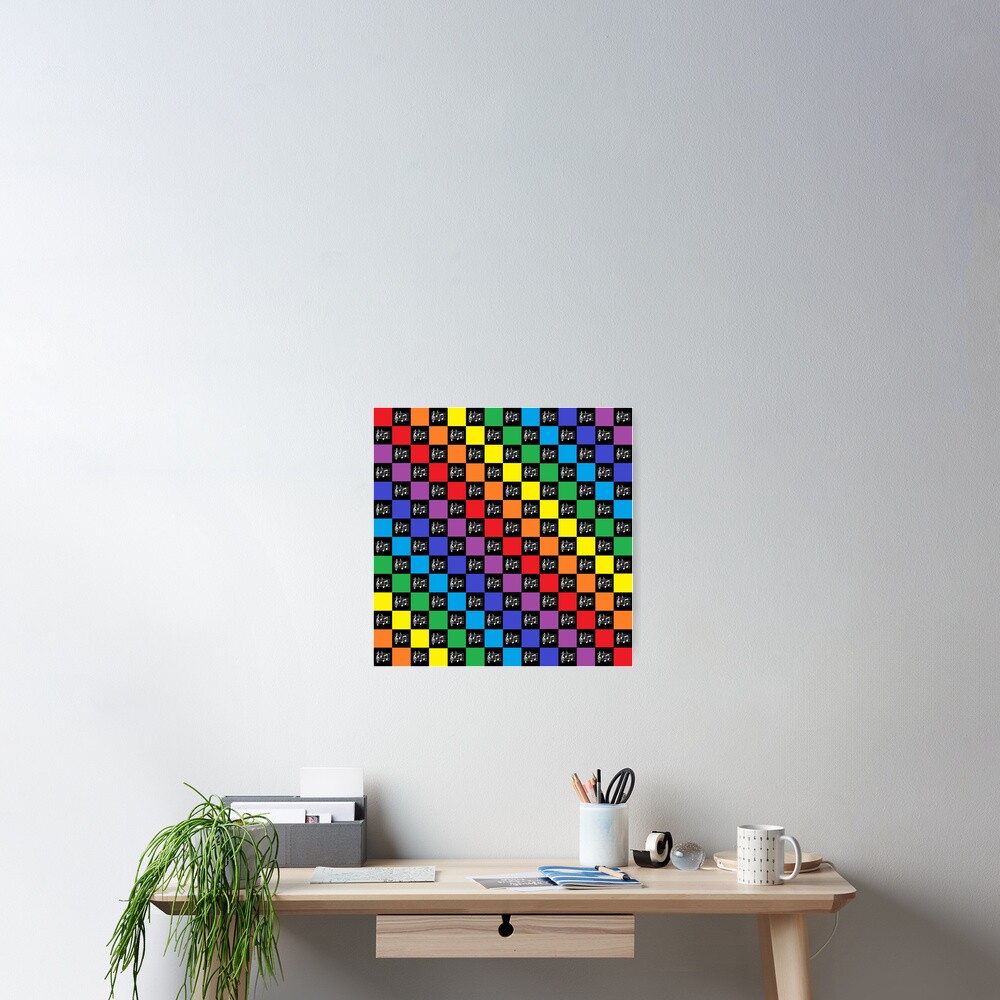 Póster «Cuadros arco iris negro y notas musicales» de lornakay | Redbubble
