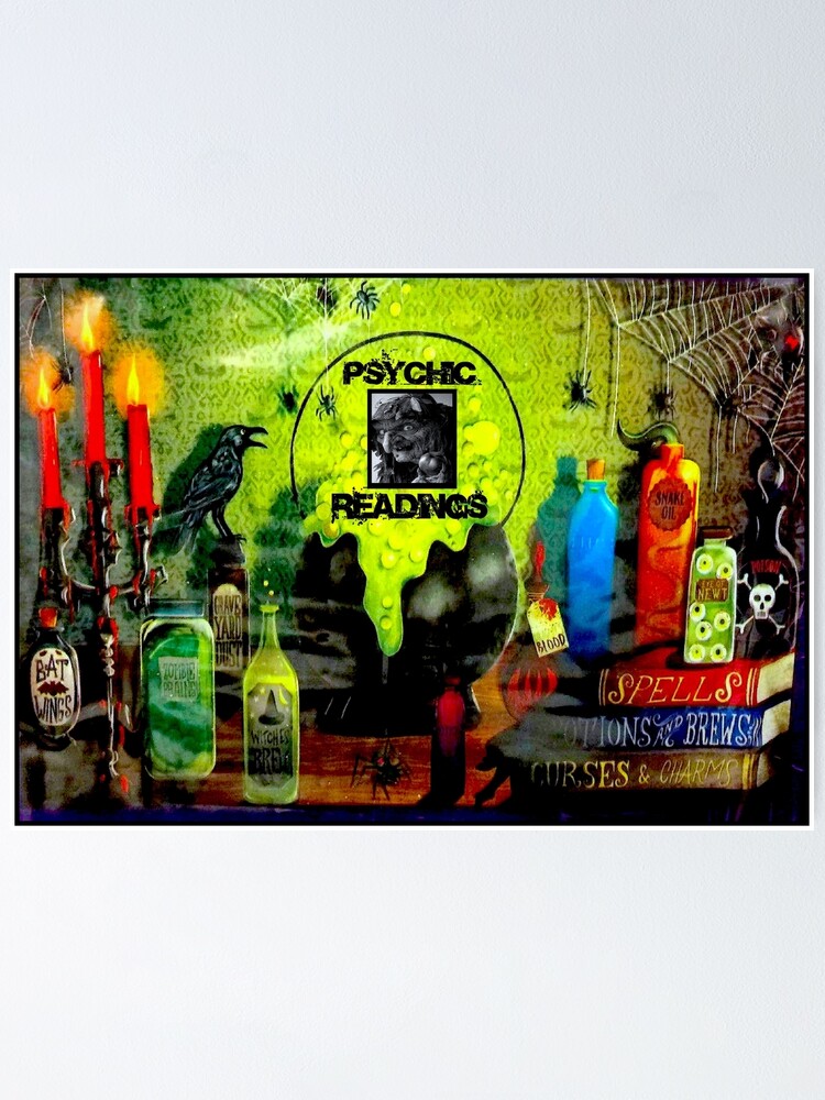 "PSYCHIC READINGS : Vintage Spells and Curses Witches Print" Poster for ...