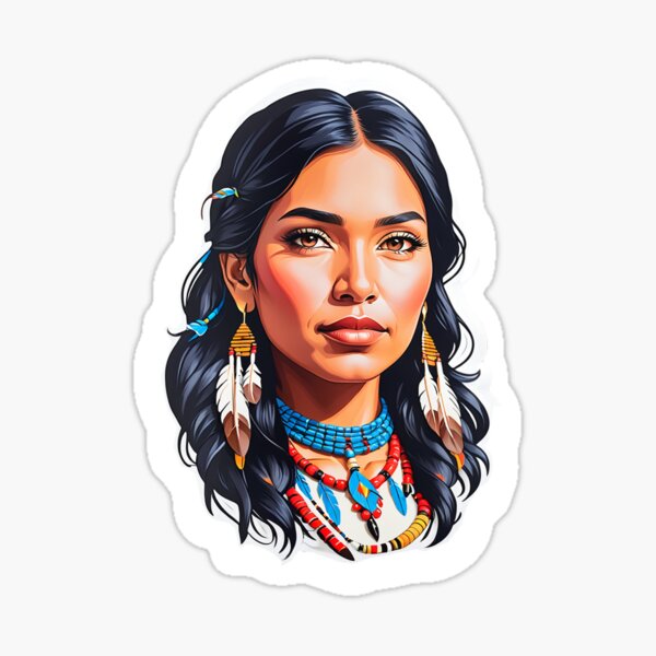 "Native American Indian Woman" Sticker for Sale by PlantandFlowers ...