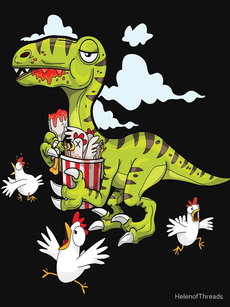 "Velociraptor Raptor Eat Chicken " T-shirt by HelenofThreads | Redbubble