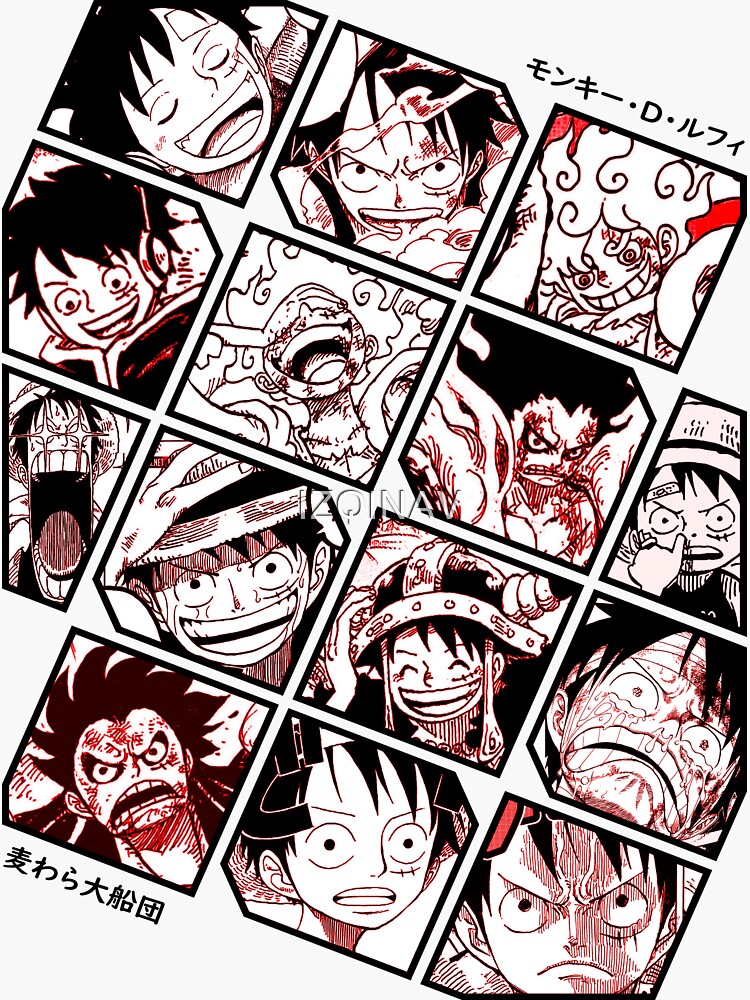 "Luffy - One Piece Manga Panel collage - color" Sticker for Sale by ...