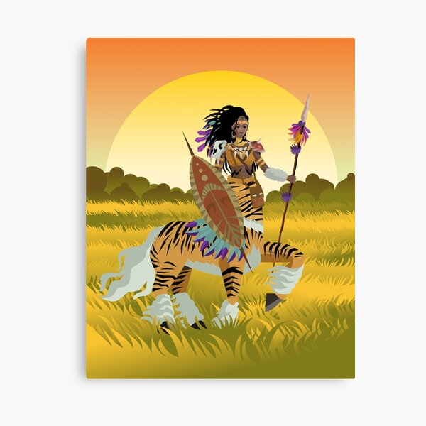 "african tiger female centaur huntress" Canvas Print for Sale by ...