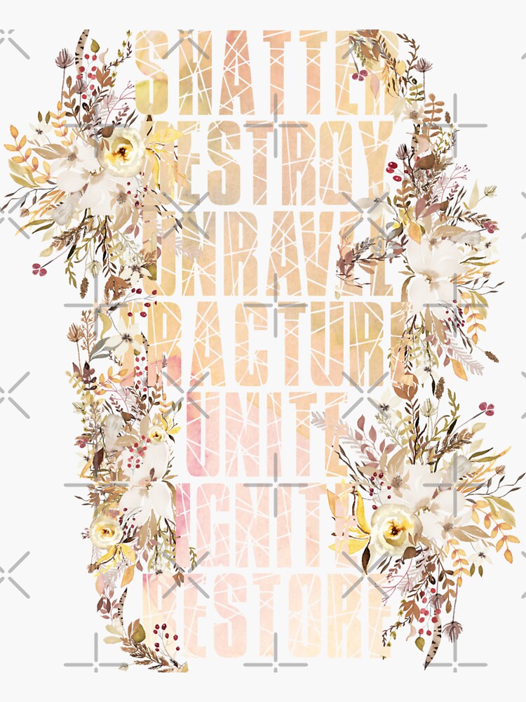 "all shatter me" Sticker for Sale by crockerypress | Redbubble