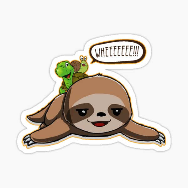 "Sloth-Turtle-Snail-Piggyback" Sticker by Currywurst | Redbubble