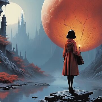 "Mystical Adventure with Giant Orb - Surreal Fantasy Landscape Art ...