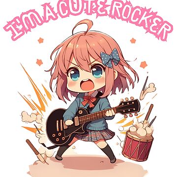 "i´m a cute rocker, Cute Kawaii Anime Character with Guitar" Sticker ...